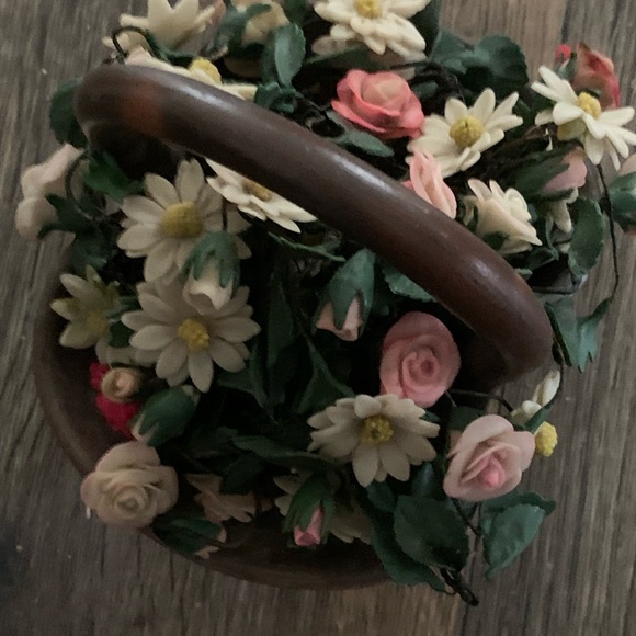 Holiday | Vintage Hand Painted Brown Basket With Sculpted ...